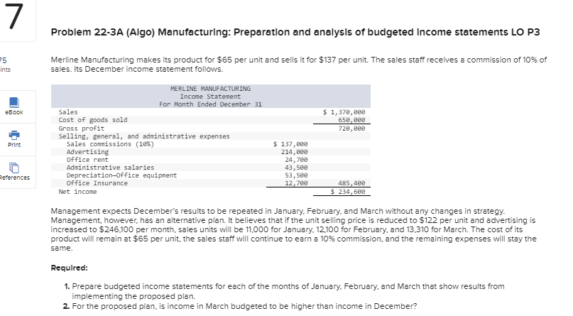 Solved Problem 22-3A (Algo) Manufacturing: Preparation and | Chegg.com