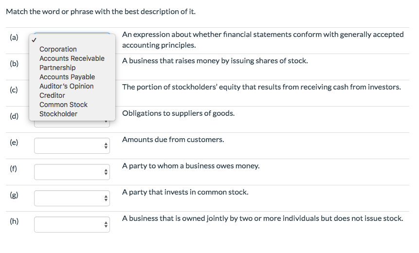 Solved Match the word or phrase with the best description of | Chegg.com