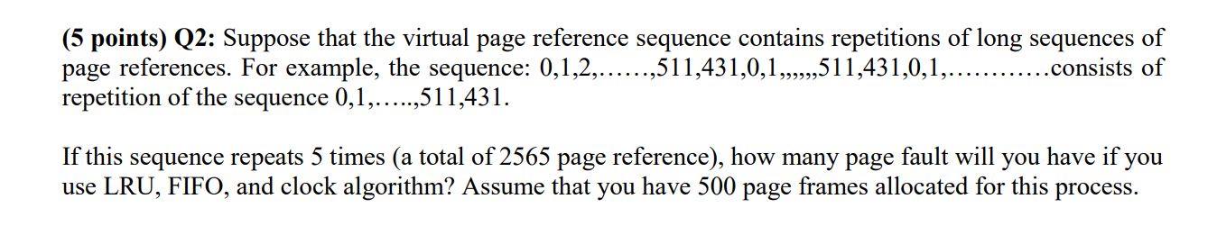 (5 points) Q2: Suppose that the virtual page | Chegg.com