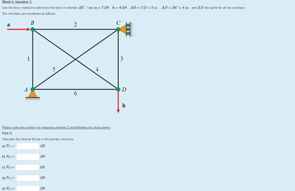 Solved Week 4, Question 1 Use the force method to determine | Chegg.com