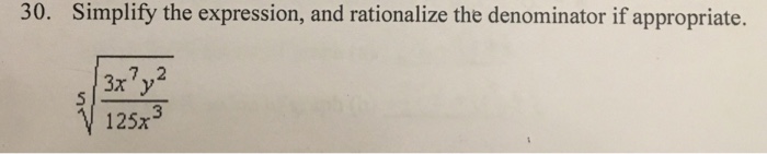 Solved 30. Simplify the expression, and rationalize the | Chegg.com