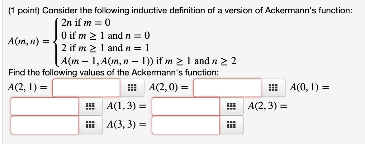 Solved (1 point) Consider the following inductive definition | Chegg.com