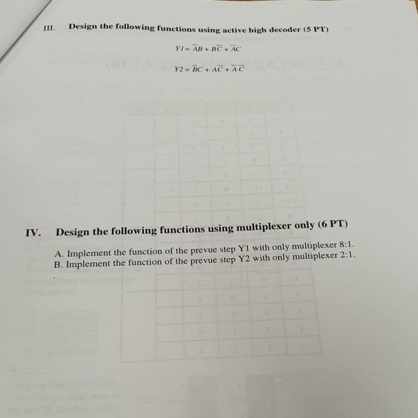 Solved III. Design the following functions using active high | Chegg.com