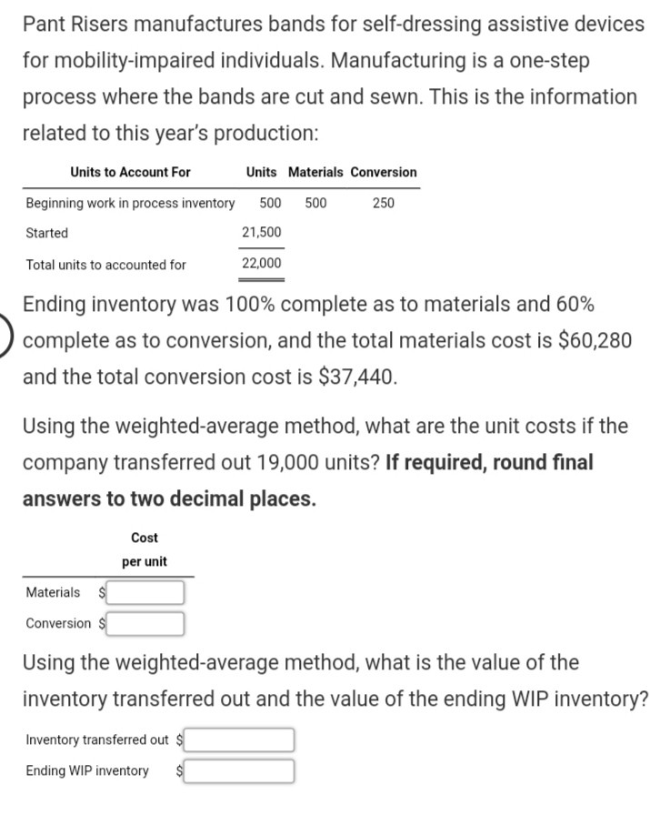 Solved Pant Risers manufactures bands for self-dressing | Chegg.com