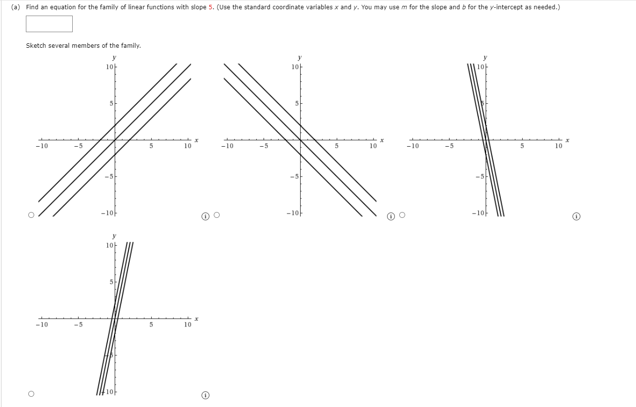 Solved find an equation for the family of linear functions | Chegg.com