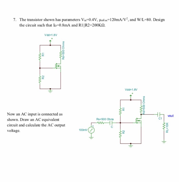 Solved The transistor shown has parameters v,-0.4V, | Chegg.com