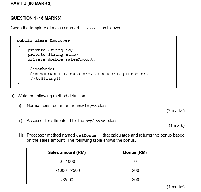 Solved Question 1 15 Marks Given The Template Of A Class 2740