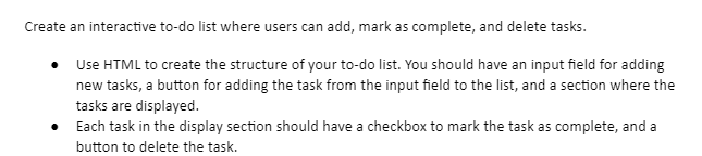 Solved Create an interactive to-do list where users can add, | Chegg.com
