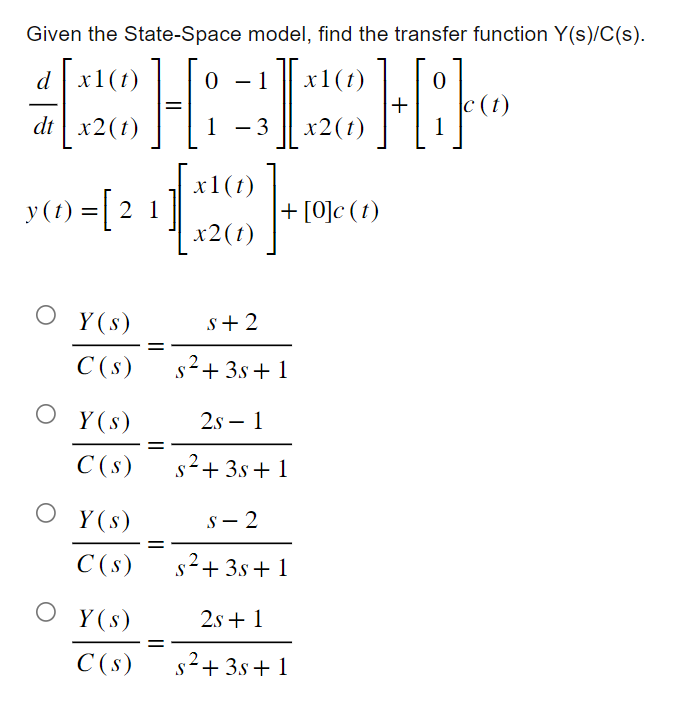 Solved Given a state matrix, [A], what is the characteristic | Chegg.com
