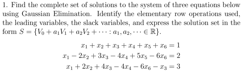 Solved 1. Find the complete set of solutions to the system | Chegg.com