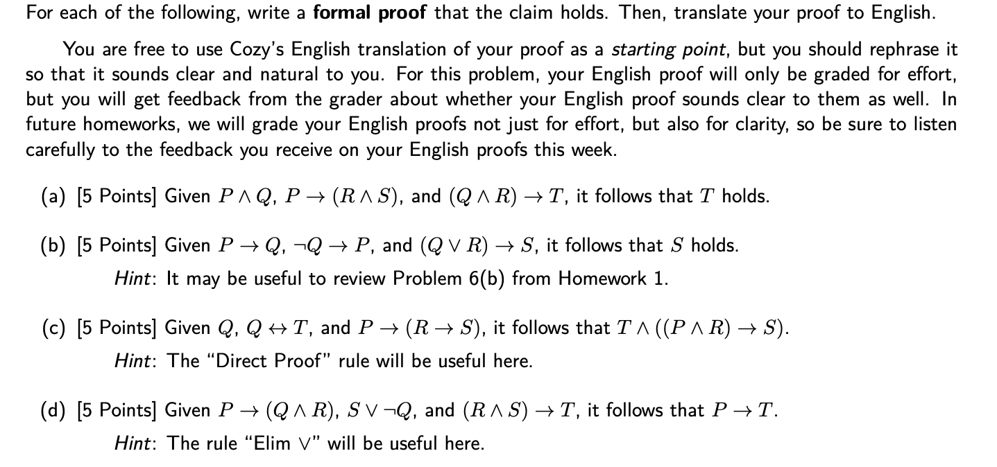 For each of the following, write a formal proof that | Chegg.com