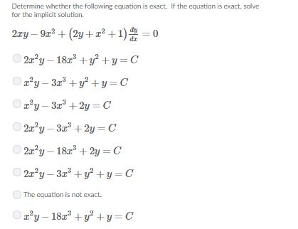 Solved Determine whether the following equation is exact. If | Chegg.com