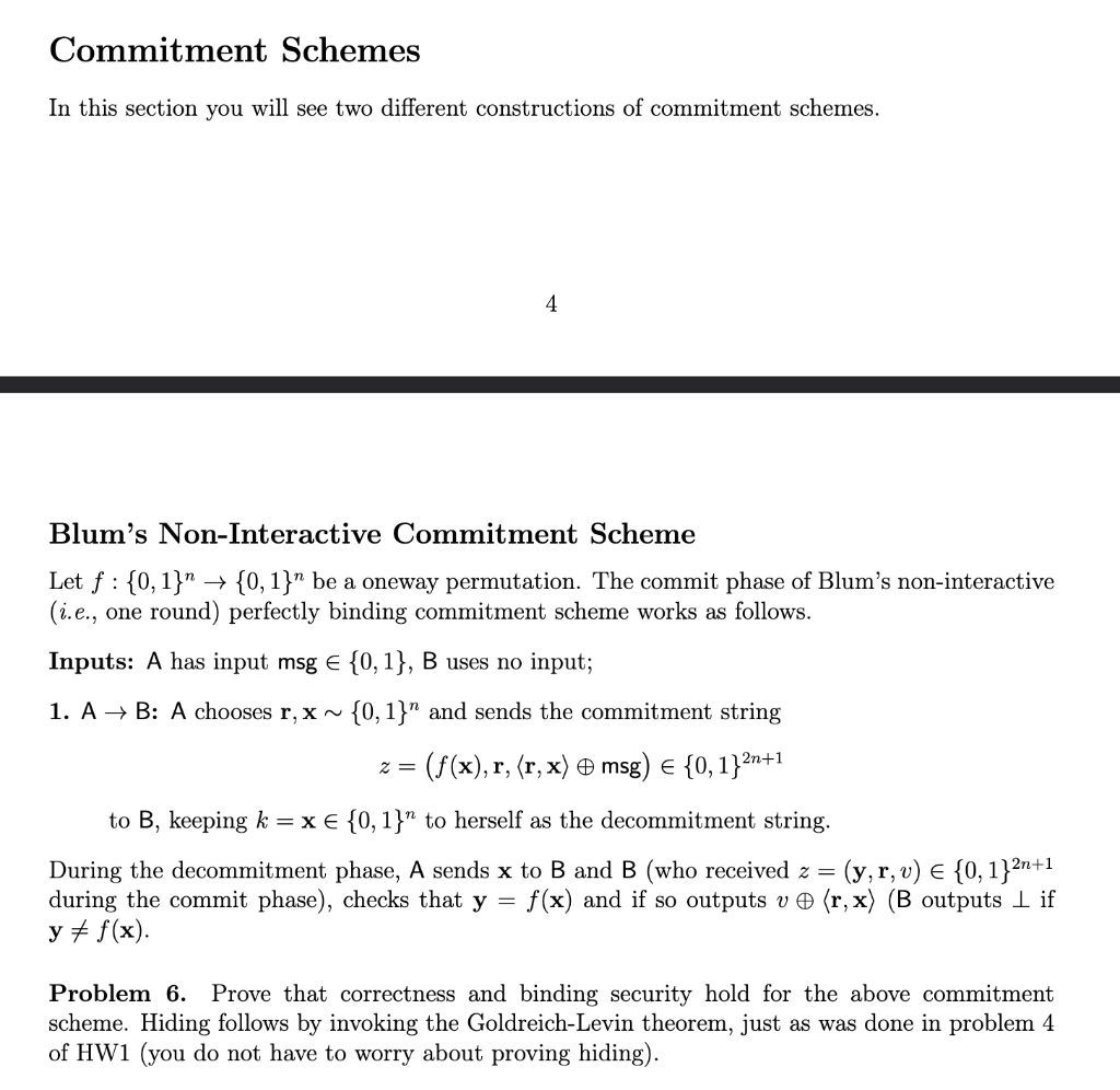 Solved Commitment Schemes In this section you will see two | Chegg.com