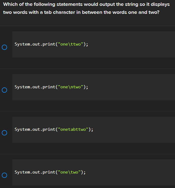 Which of the following statements would output the | Chegg.com