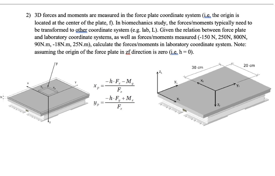 Solved 2) 3D forces and moments are measured in the force | Chegg.com