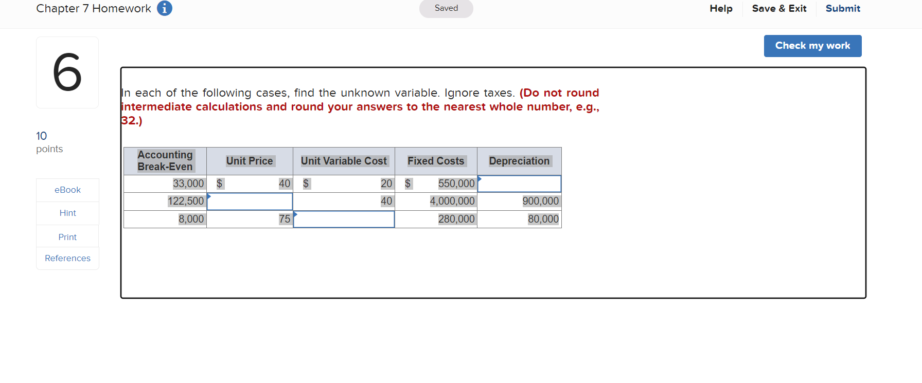 Solved In each of the following cases, find the unknown | Chegg.com