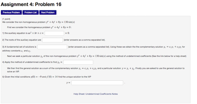 Solved Assignment 4: Problem 16 Previous Problem Probler | Chegg.com