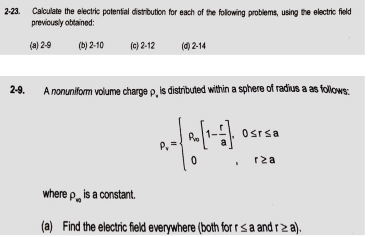 Solved 2-23. Calculate the electric potential distribution | Chegg.com