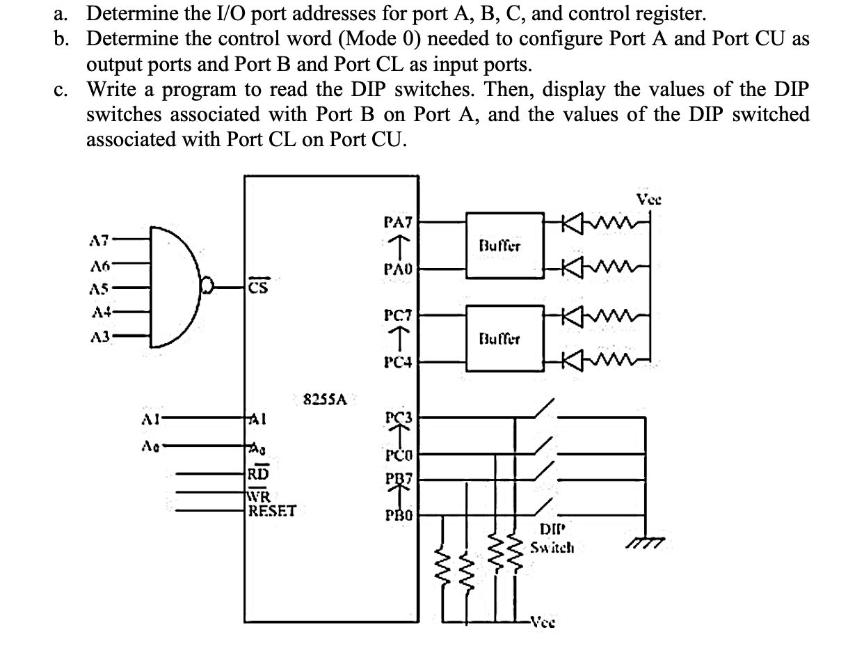 Solved a. Determine the I/O port addresses for port A, B, C, | Chegg.com