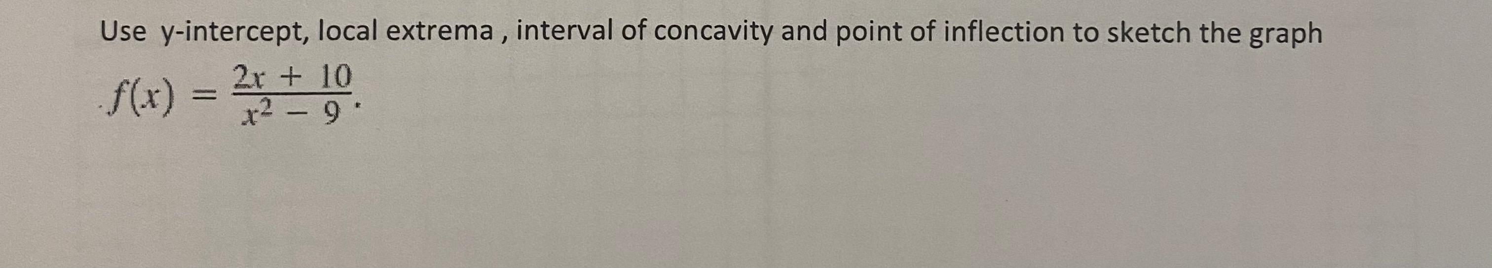 Solved Use y-intercept, local extrema , interval of | Chegg.com