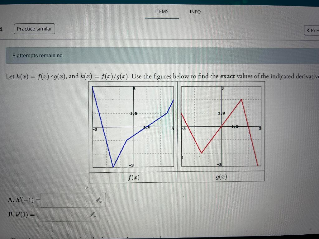 Solved Let h(x)=f(x):g(x), and k(x)=f(x)/g(x). Use the | Chegg.com