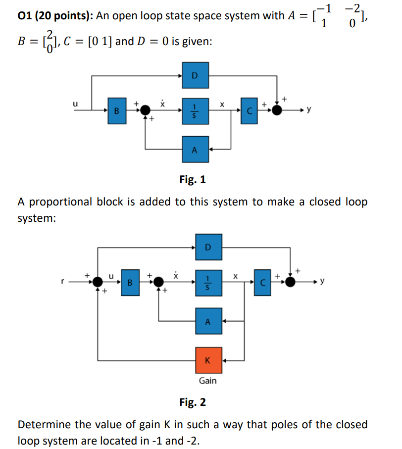Solved 01 (20 points): An open loop state space system with | Chegg.com