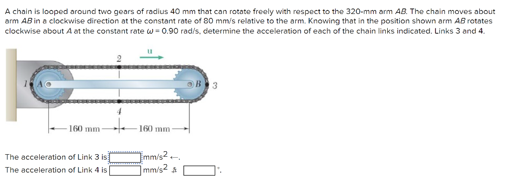 Solved A chain is looped around two gears of radius 40 mm | Chegg.com