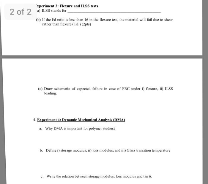 Solved xperiment 3: Flexure and ILSS tests ofa) ILSS stands | Chegg.com