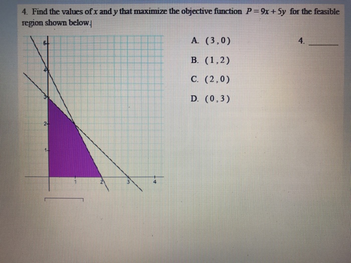 Solved 4, Find the values of x and y that maximize the | Chegg.com