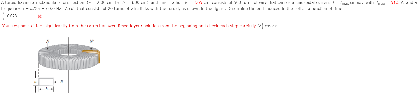 Solved A toroid having a rectangular cross section (a = 2.00 | Chegg.com