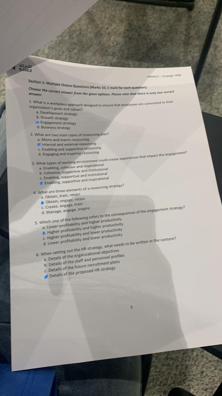 Solved Section 1 Multiple Cholce Questions Marks 10 1