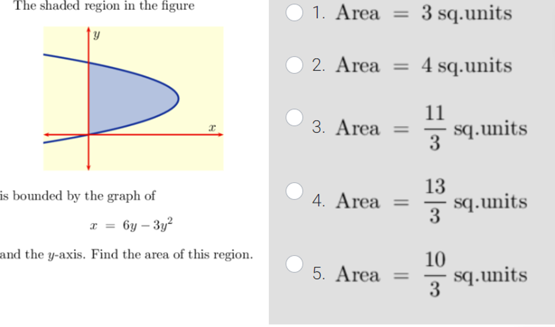 Solved Area =3 ﻿sq.unitsArea =4 ﻿sq.unitsArea =113 | Chegg.com