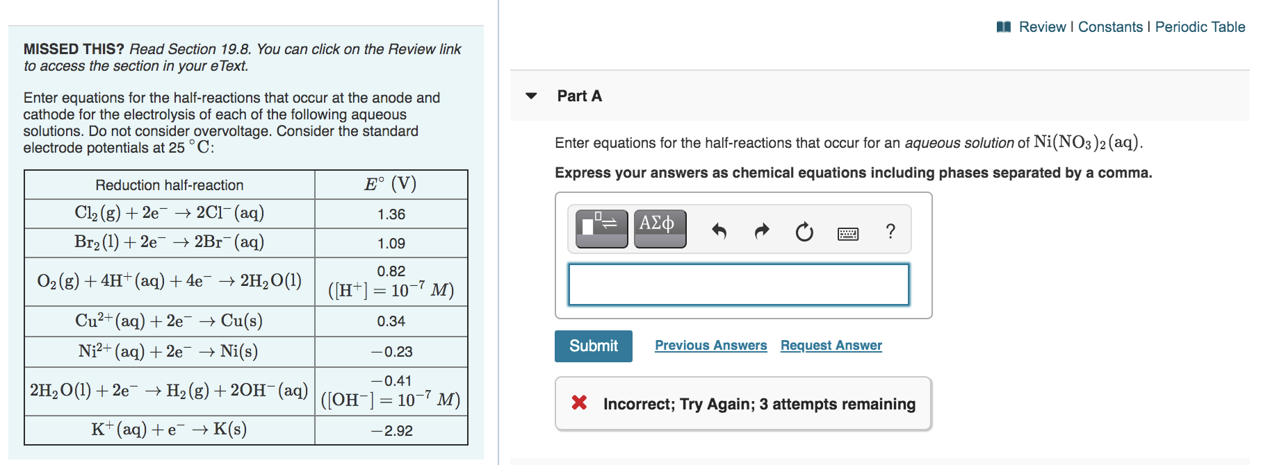 Solved A Review | Constants 1 Periodic Table MISSED THIS? | Chegg.com