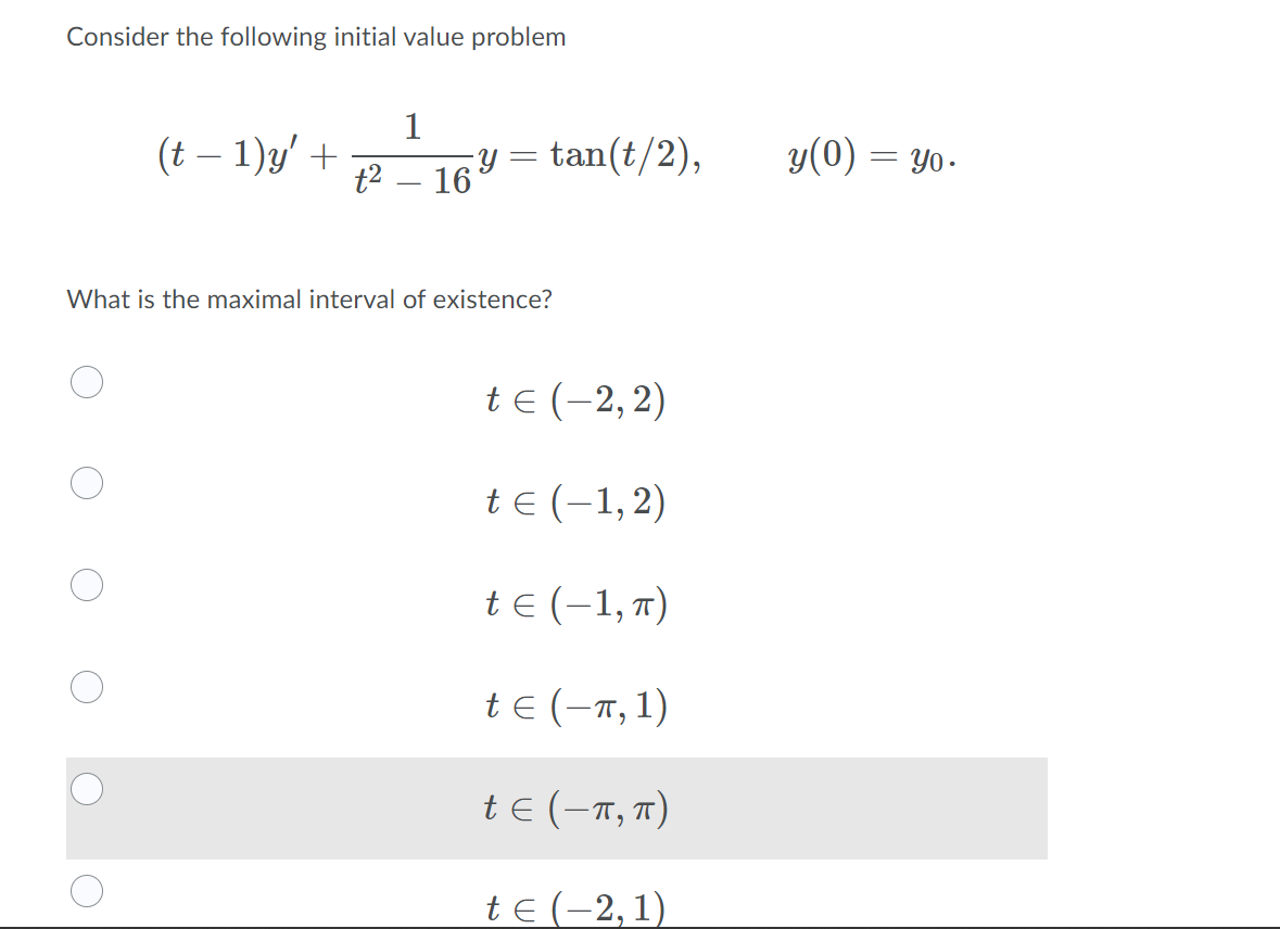 Solved Consider the following initial value problem 1 (t - | Chegg.com