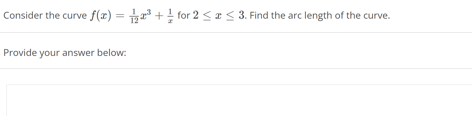 Solved Consider the curve f(x)=121x3+x1 for 2≤x≤3. Find the | Chegg.com
