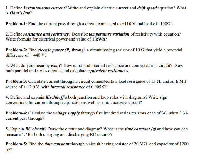 Electric Current Formula