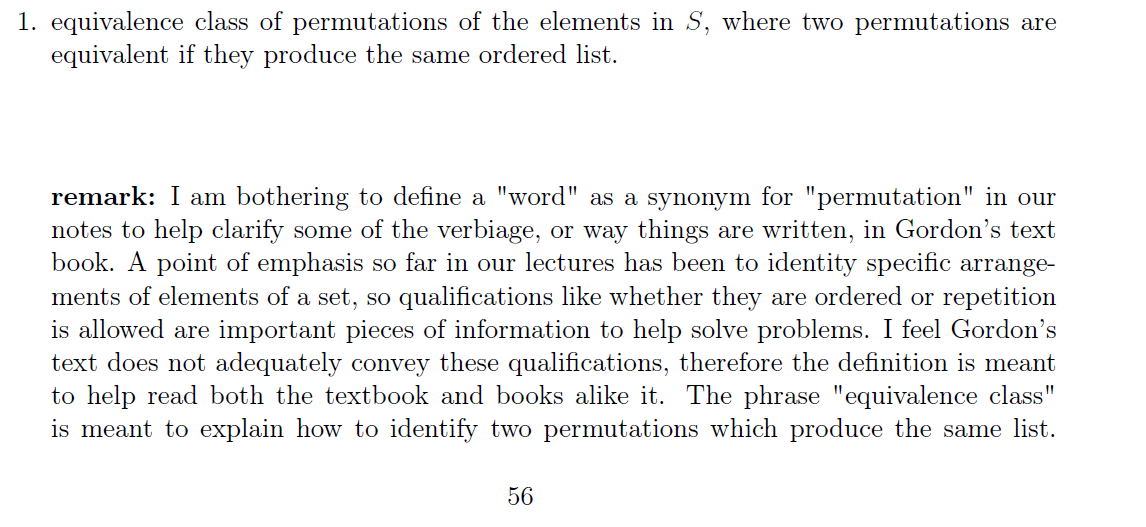 Solved equivalence class of permutations of the elements in | Chegg.com