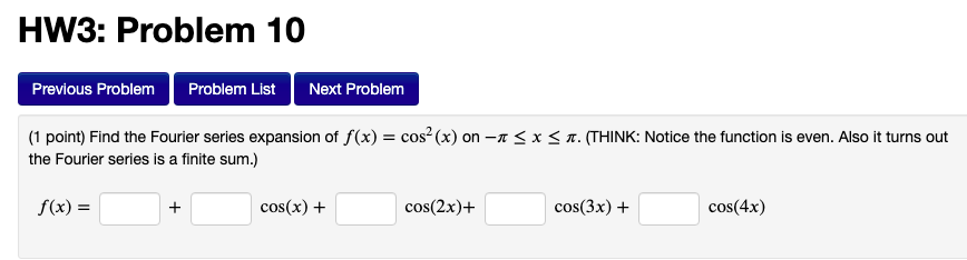 Solved HW3: Problem 10 Previous Problem Problem List Next | Chegg.com