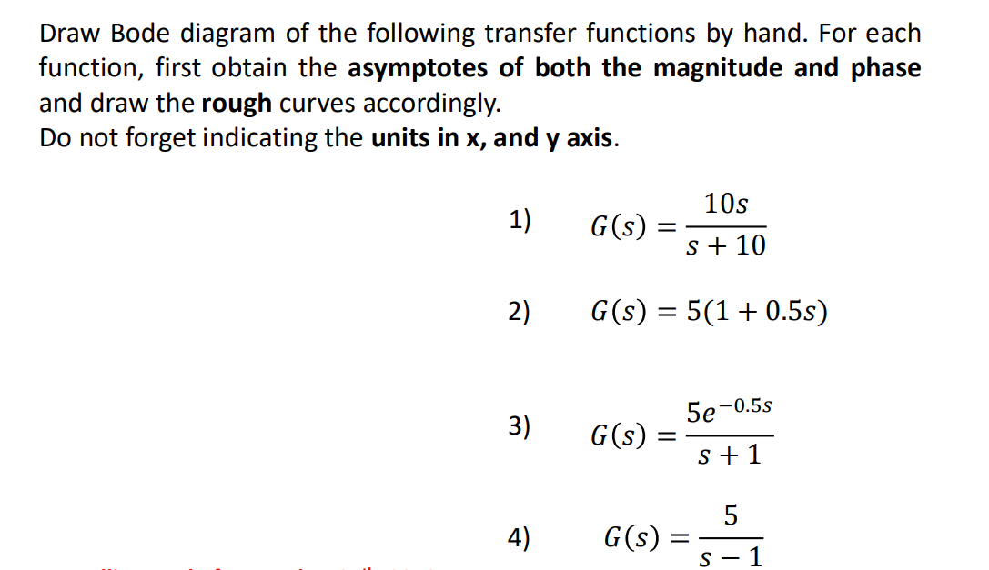 Solved Draw Bode diagram of the following transfer functions | Chegg.com