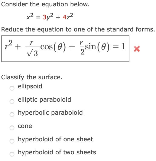 Solved Consider the equation below. x2 = 3y2 + 4z2 Reduce | Chegg.com