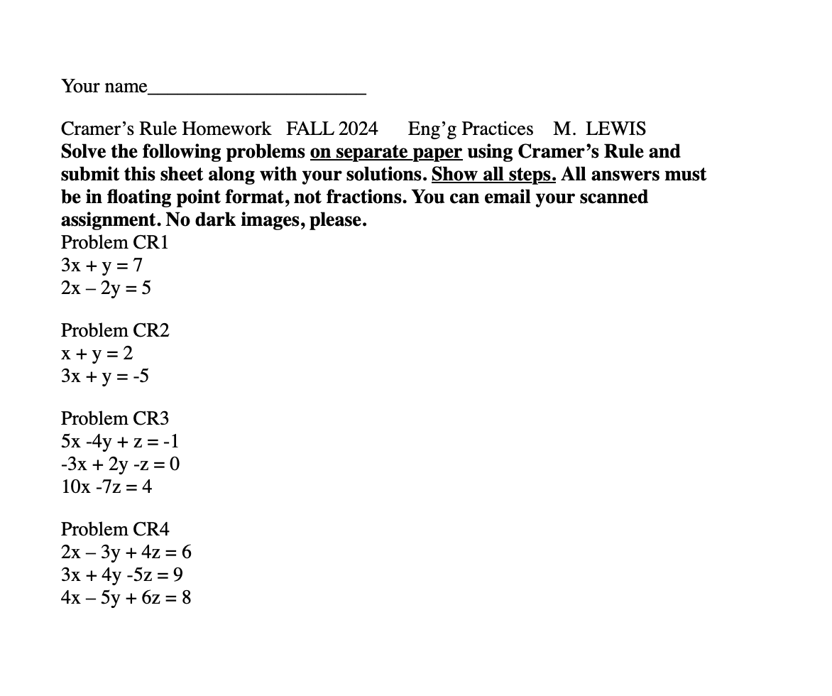 Solved Solve the following problems on ﻿separate paper using | Chegg.com