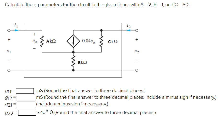 Solved Calculate the g-parameters for the circuit in ﻿the | Chegg.com