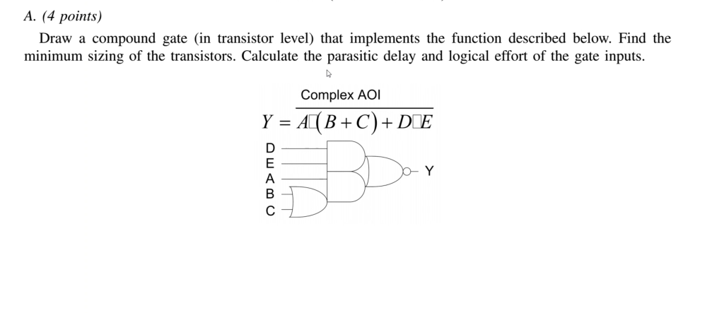 Solved A. (4 ﻿points)Draw a compound gate (in transistor | Chegg.com