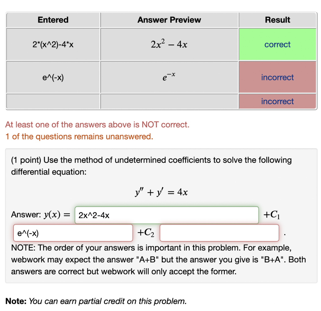 Solved At least one of the answers above is NOT correct. 1 | Chegg.com