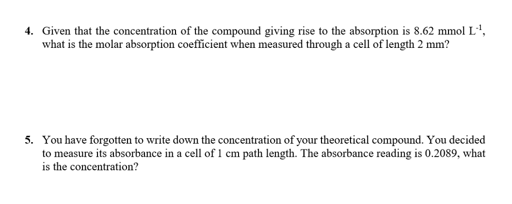 Solved 4. Given that the concentration of the compound | Chegg.com