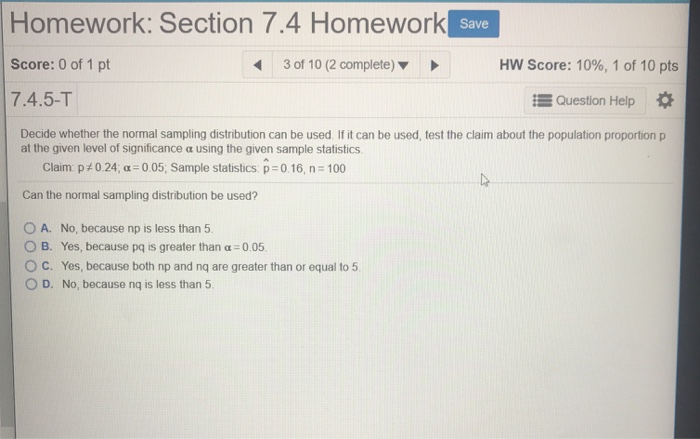 Solved Homework Section 7 4 Homework Score 0 Of 1 Pt