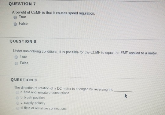 Solved QUESTION 7 A benefit of CEMF is that it causes speed | Chegg.com