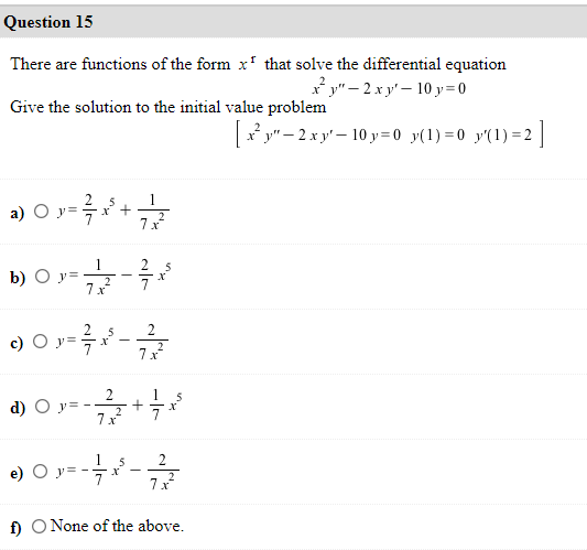 Solved There are functions of the form xr that solve the | Chegg.com
