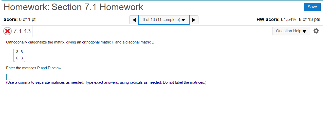Solved Homework Section 7 1 Homework Save Score 0 Of 1 Pt
