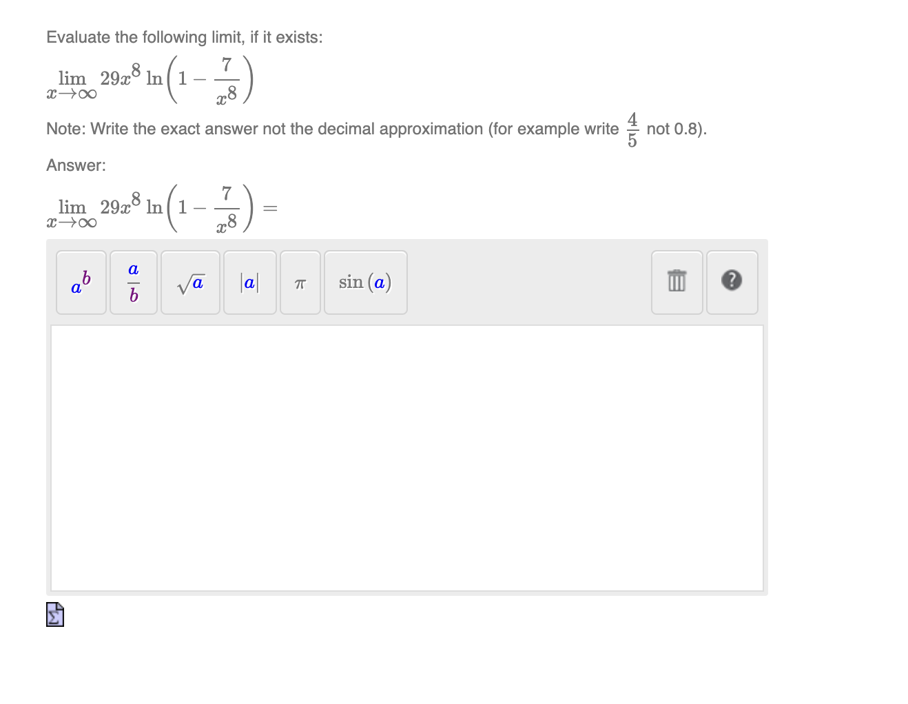 Solved Evaluate the following limit, if it exists: | Chegg.com